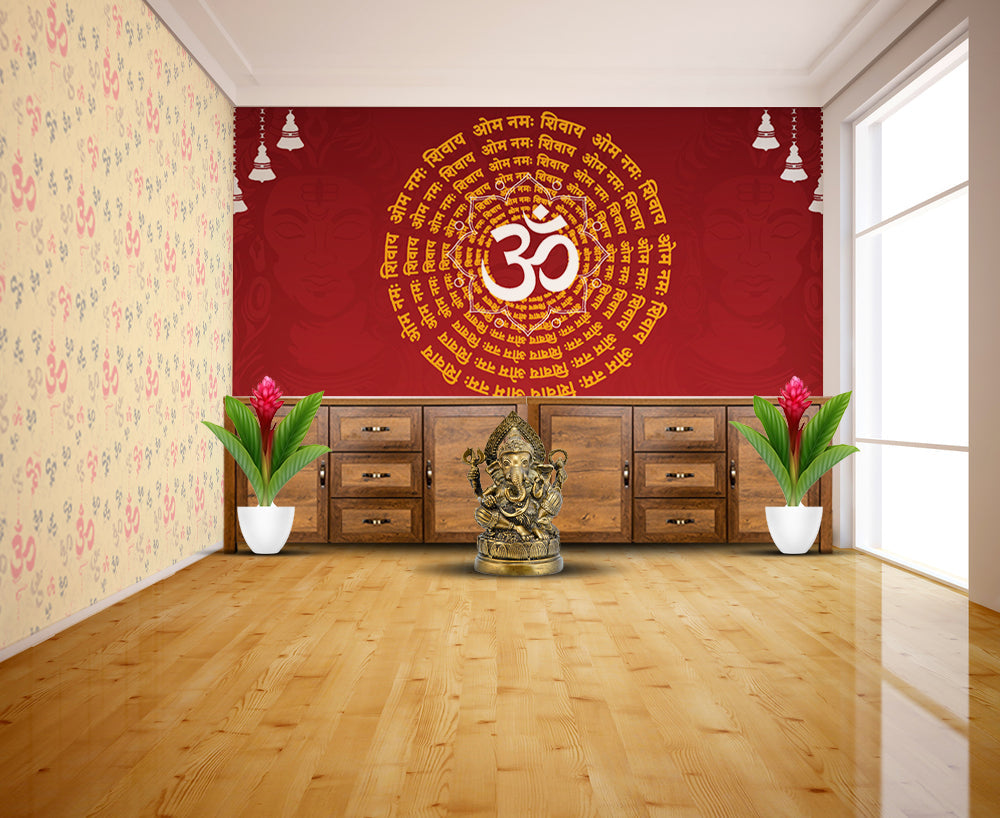 Red Om Namah Shivay Textured Om Wallpaper – Myindianthings