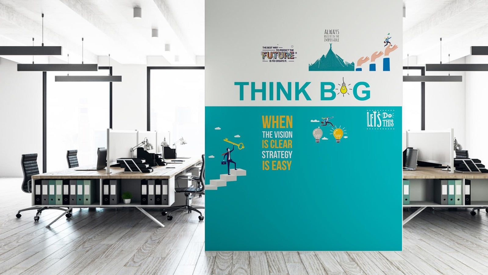 Attractive Think Big Textured Office Wallpaper – Myindianthings