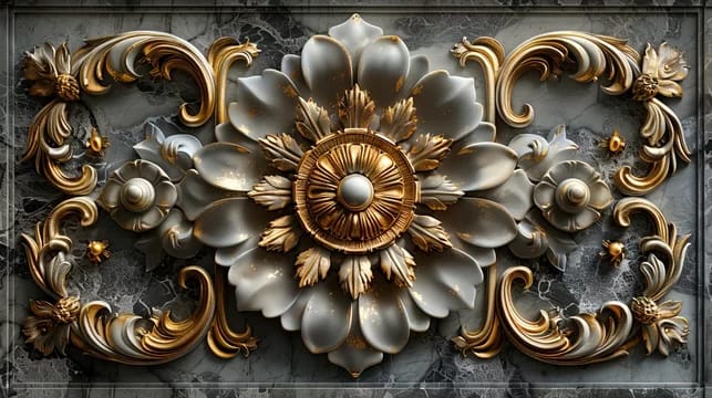 Baroque Style Golden Floral Decorative Ceiling Wallpaper – Myindianthings