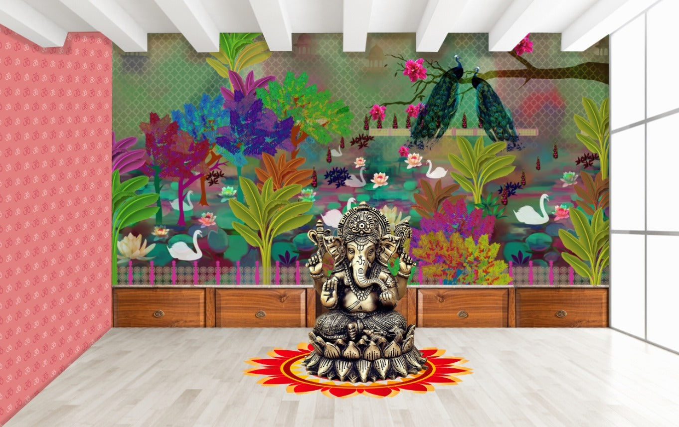 Beautiful Peacock Floral Themed Wallpaper – Myindianthings