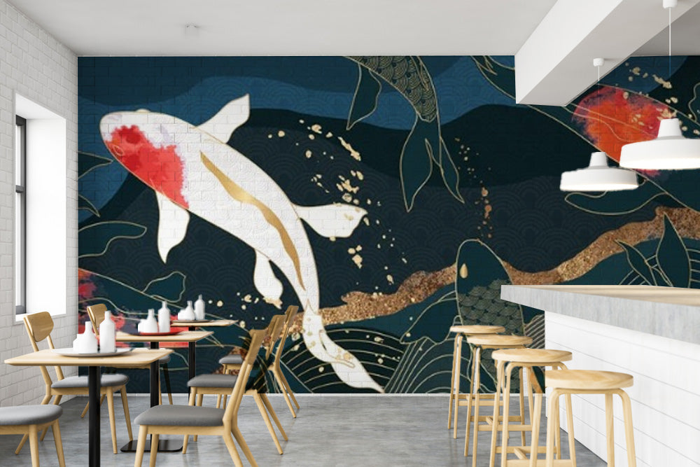 Colorful Fish Themed Cafe Wallpaper – Myindianthings