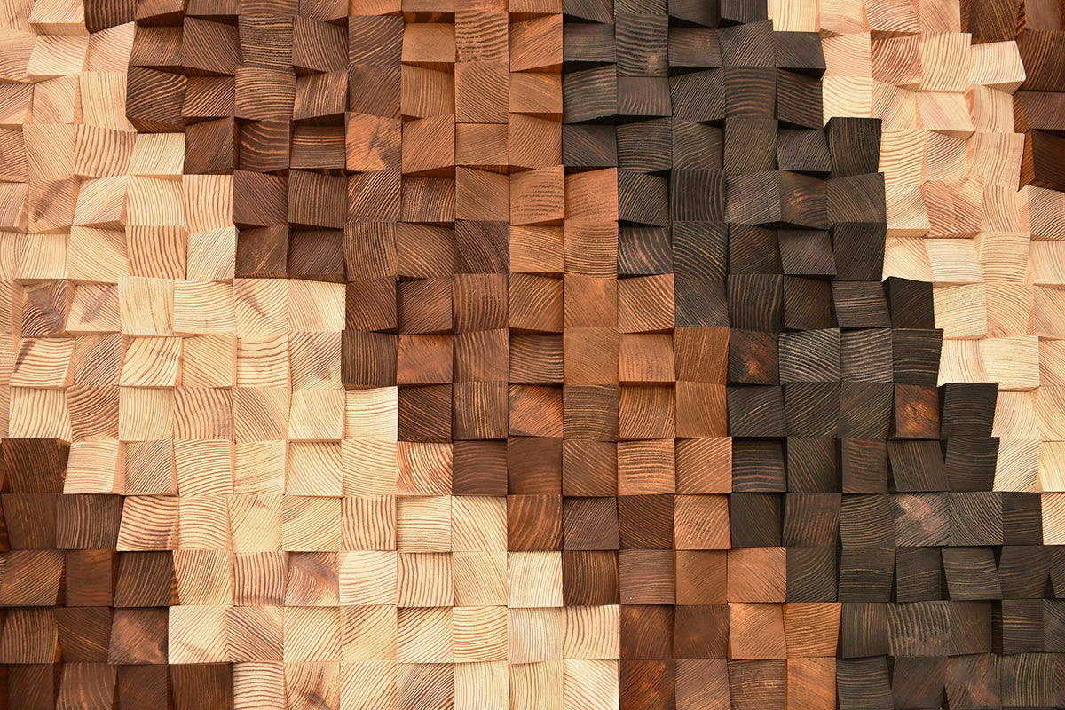 Eye Catching Square Box Pattern Wooden Wallpaper – Myindianthings