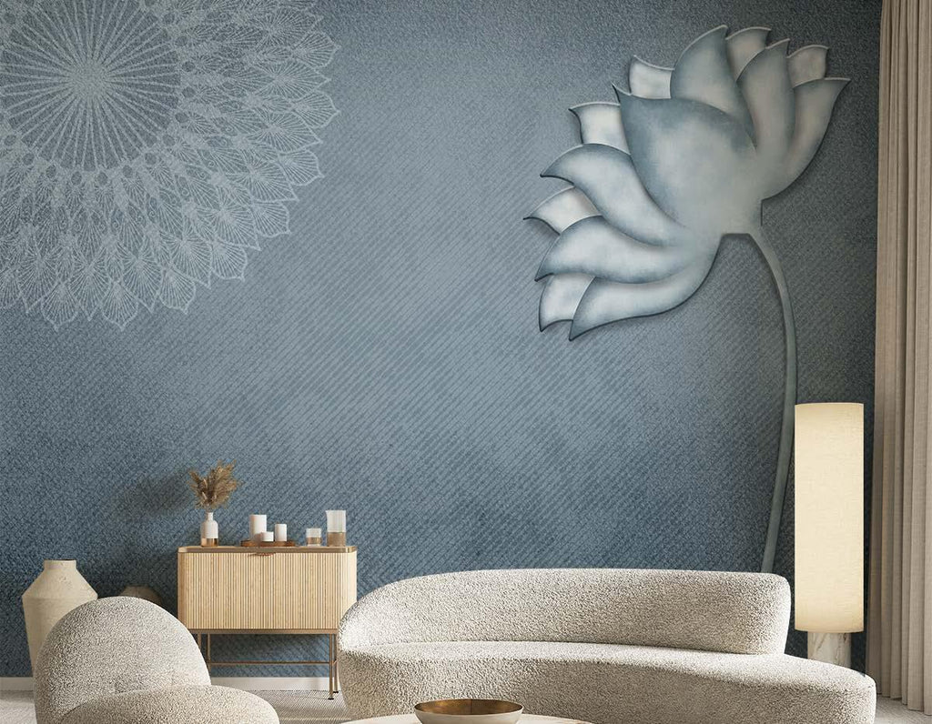 Glorious Blue Lotus Theme Abstract Wallpaper – Myindianthings