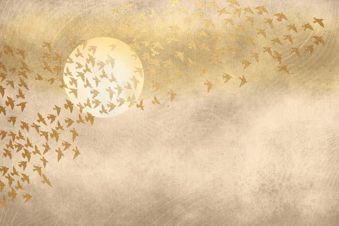 Golden Birds Flying Theme Abstract Wallpaper – Myindianthings
