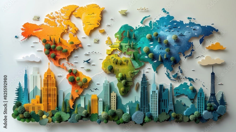 Illustrative Map Scene 3D Design Wallpaper – Myindianthings