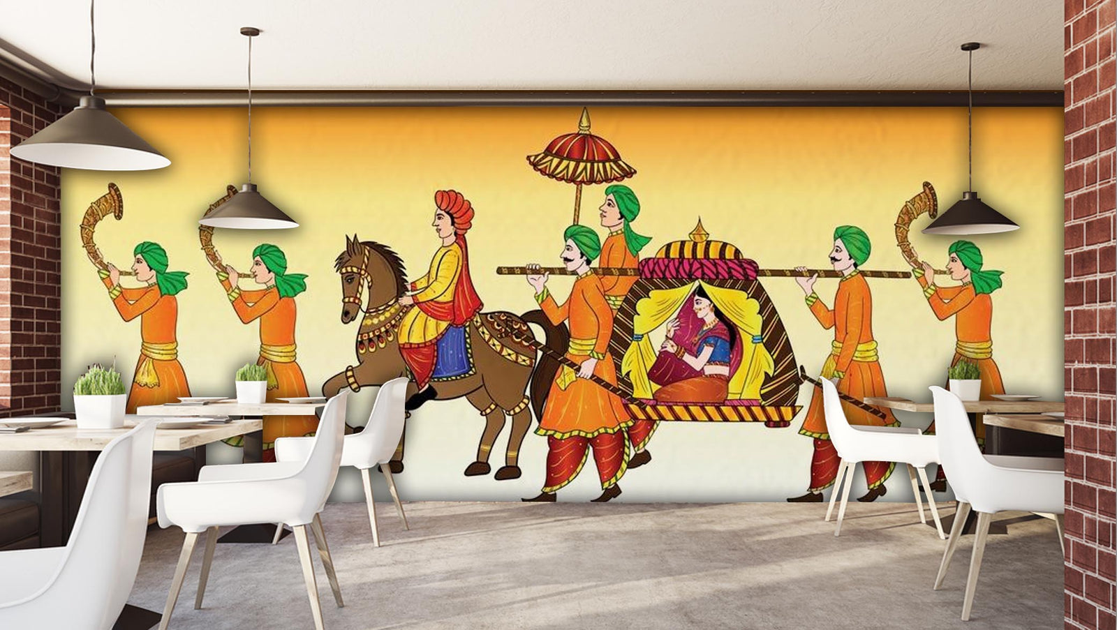 Indian Baraat Doli Theme Cafe Wallpaper – Myindianthings