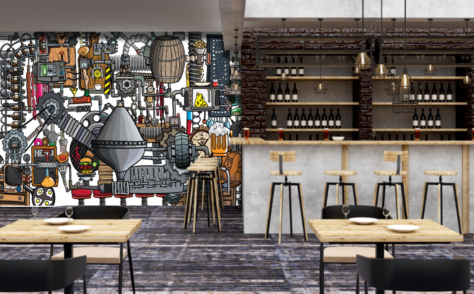 Machinery Tools Themed Bar Wallpaper – Myindianthings
