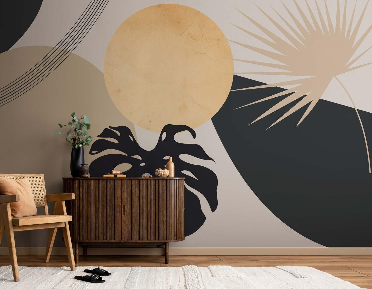Monstera Leaf Art Abstract Wallpaper – Myindianthings