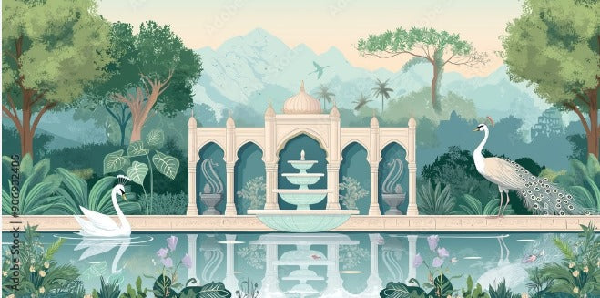 Mughal Garden Themed Indian Pattern Wallpaper – Myindianthings