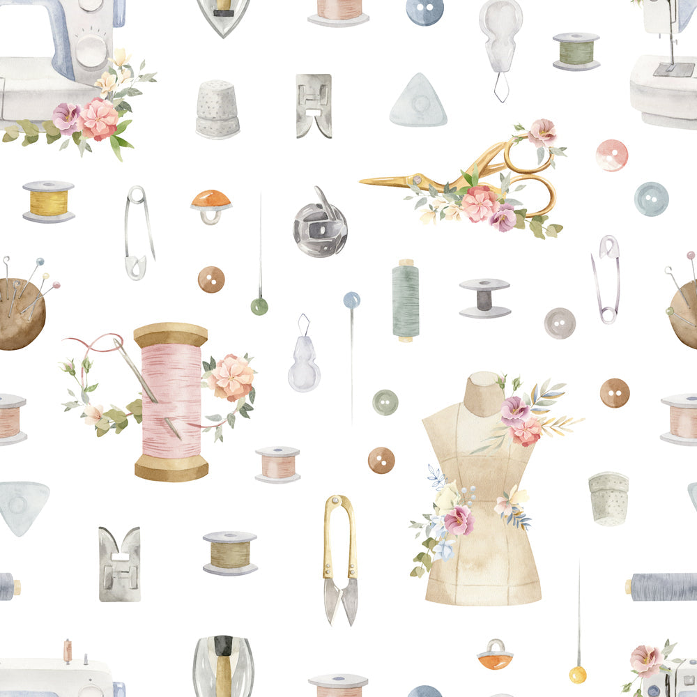 Mutli Sewing Pattern Boutique Wallpaper – Myindianthings