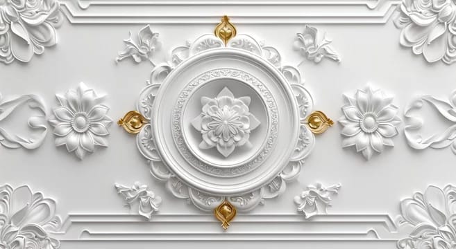 Ornate Baroque Floral Ceiling Wallpaper – Myindianthings