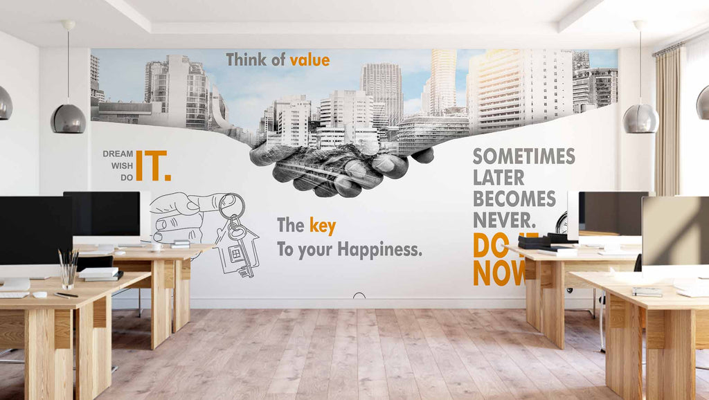 Real State Core Values Quote Theme Office Wallpaper – Myindianthings