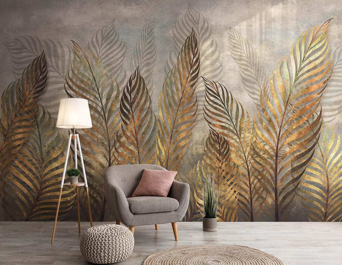 Shining Brown Leaves Pattern Tropical Wallpaper – Myindianthings