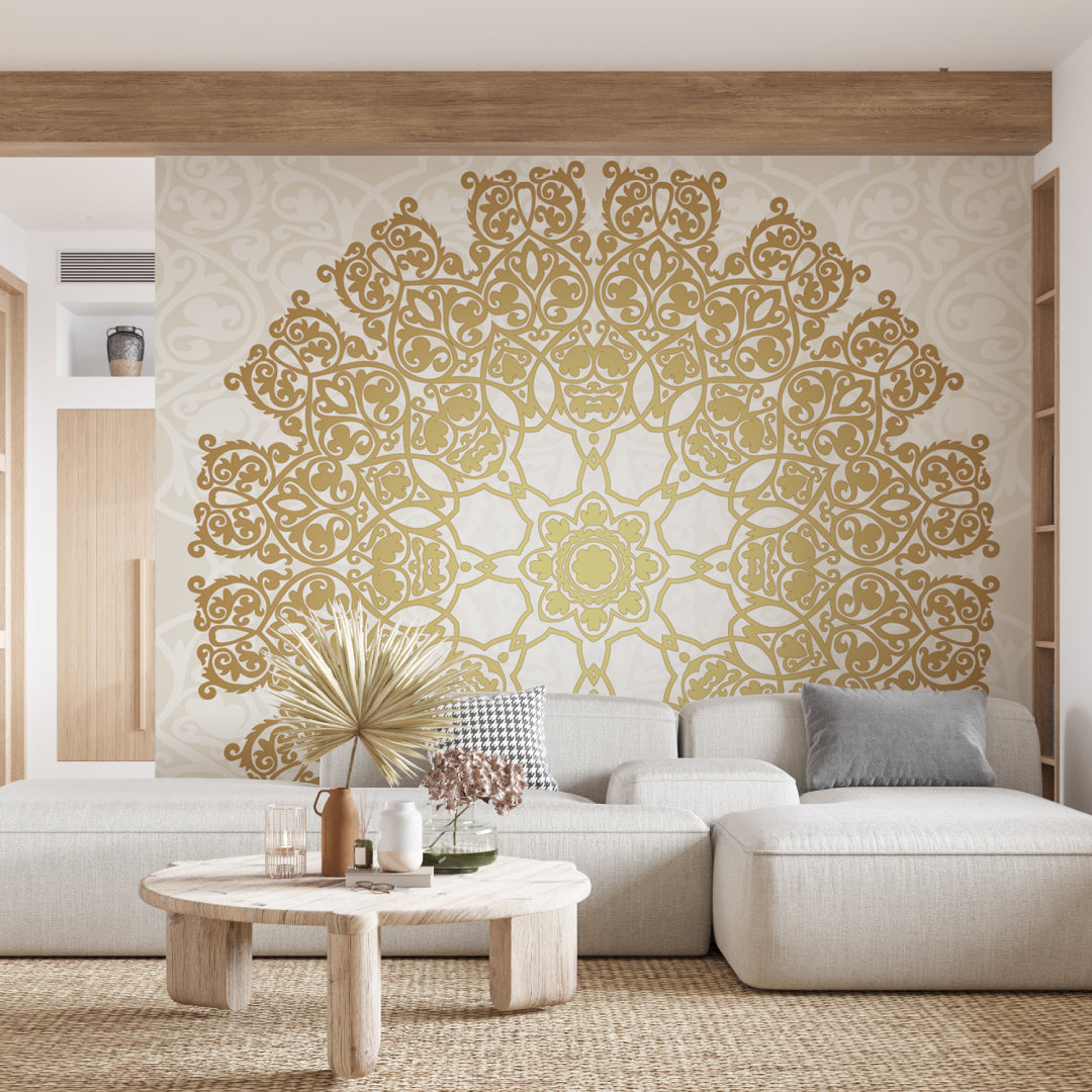 Golden Circular Design Wallpaper – Myindianthings