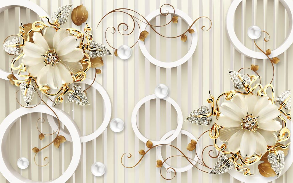 3D White Flower Customize Wallpaper – Myindianthings