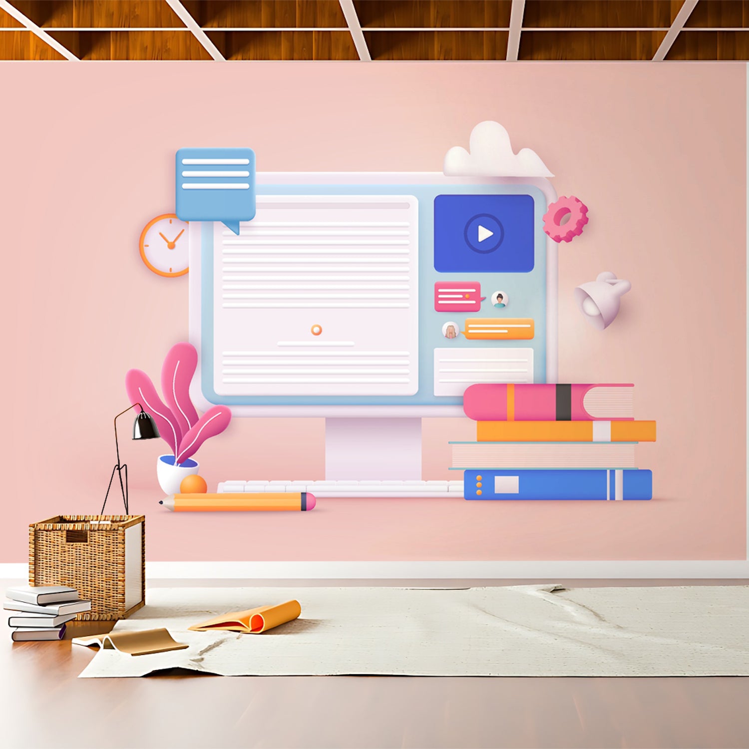 Pastel Office Design Wallpaper – Myindianthings