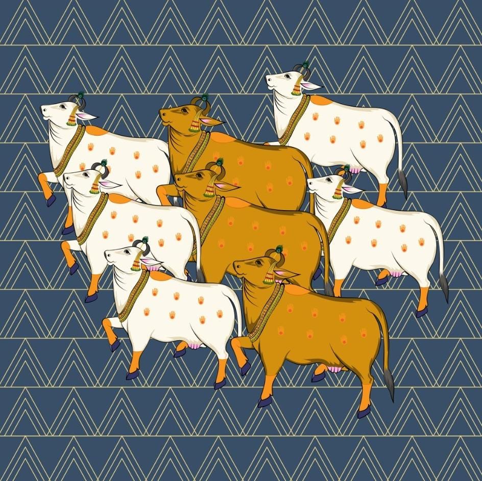 Ancient Era Pichwai Cows – Myindianthings