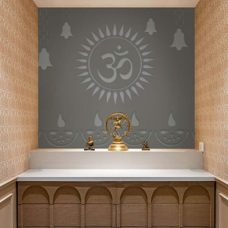 Beautiful Silver Om Pooja Room Wallpaper – Myindianthings