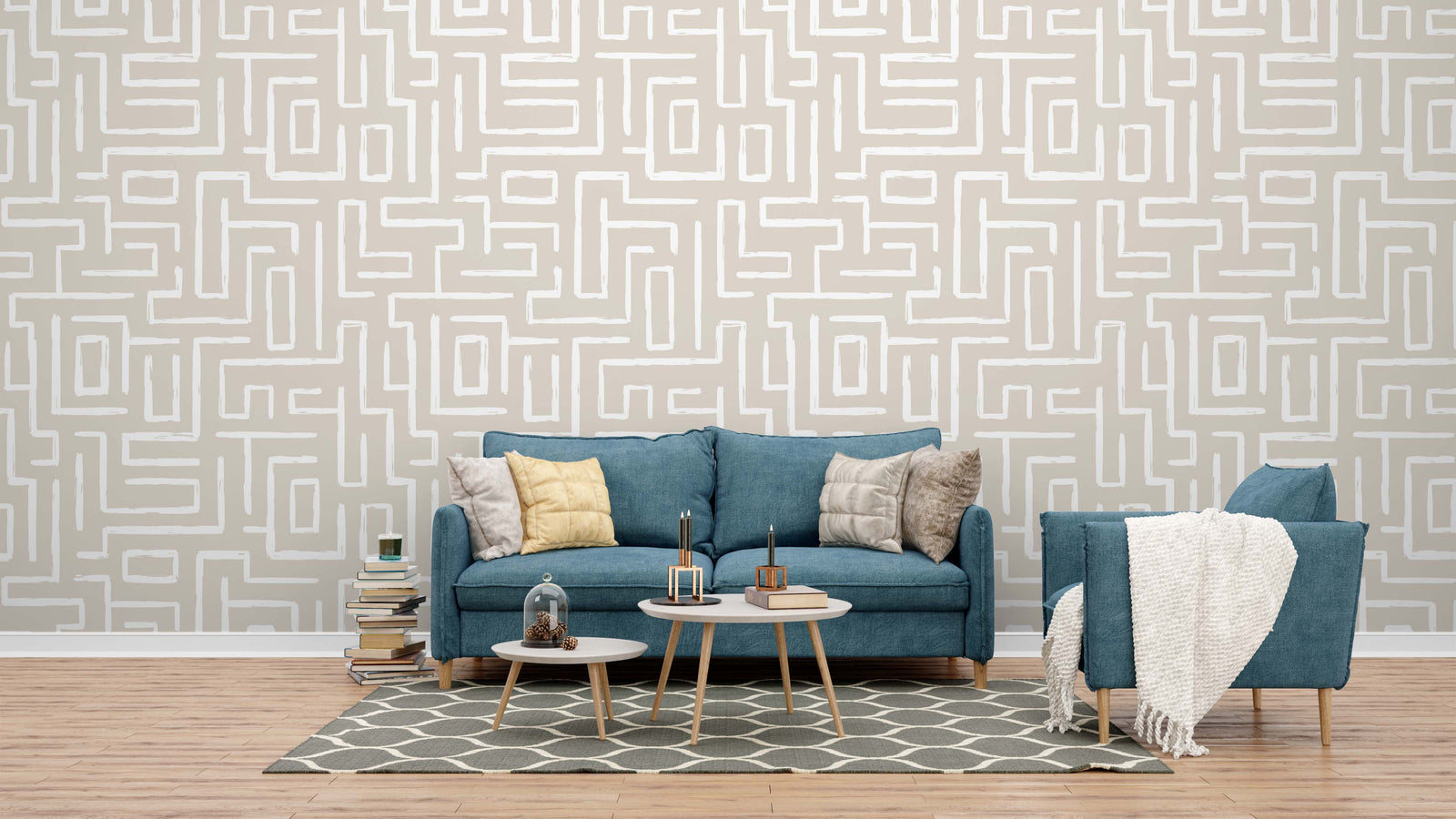 Beige Line Pattern Wallpaper – Myindianthings