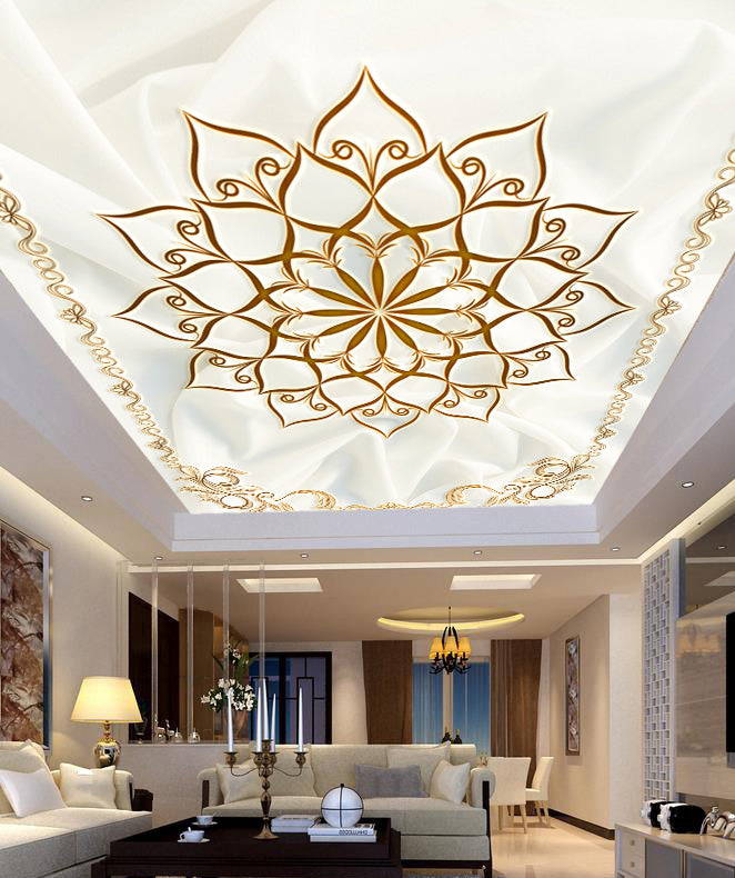 Golden Design White Ceiling Wallpaper – Myindianthings