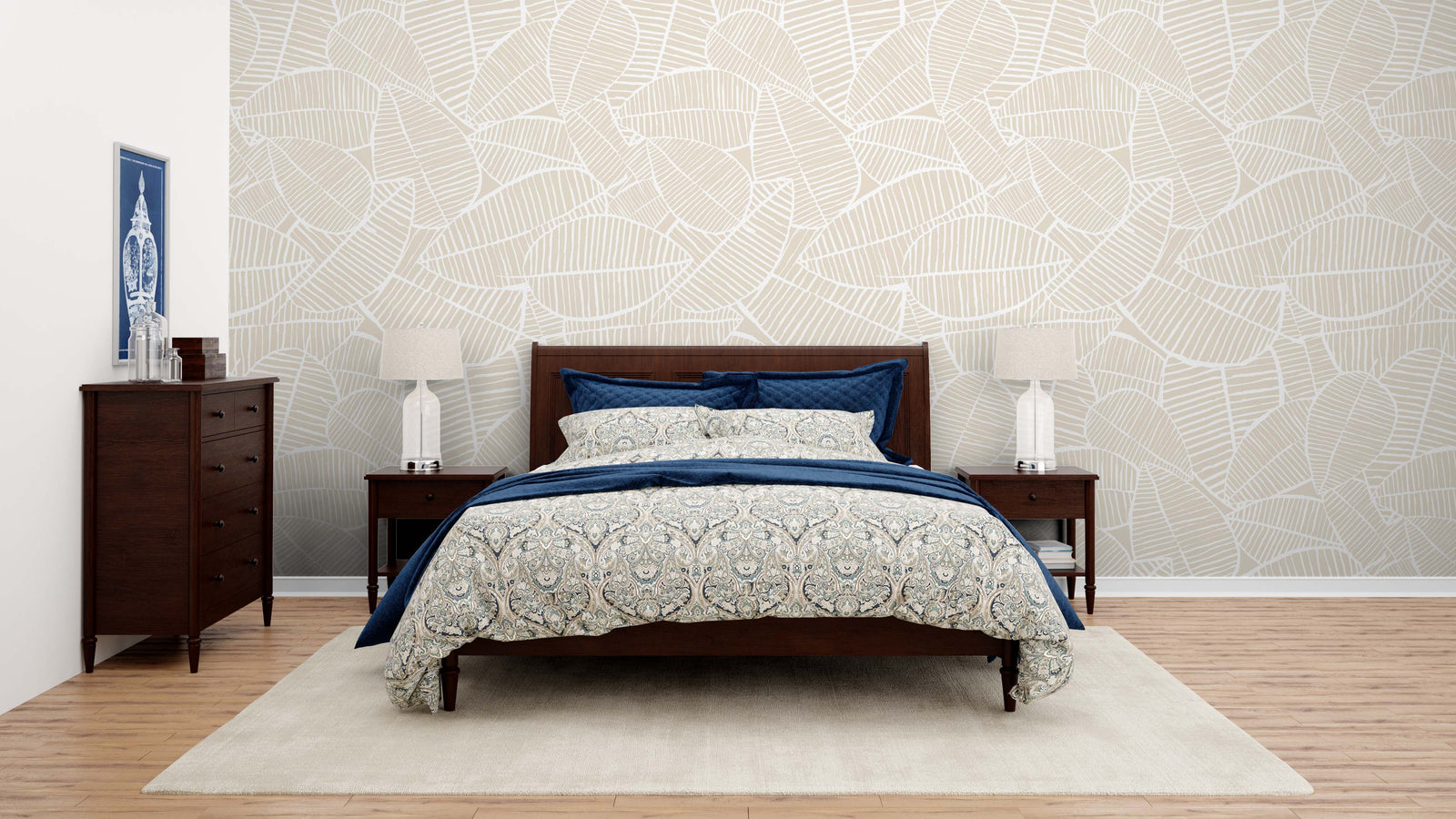 Cream Leaves Pattern Wallpaper – Myindianthings