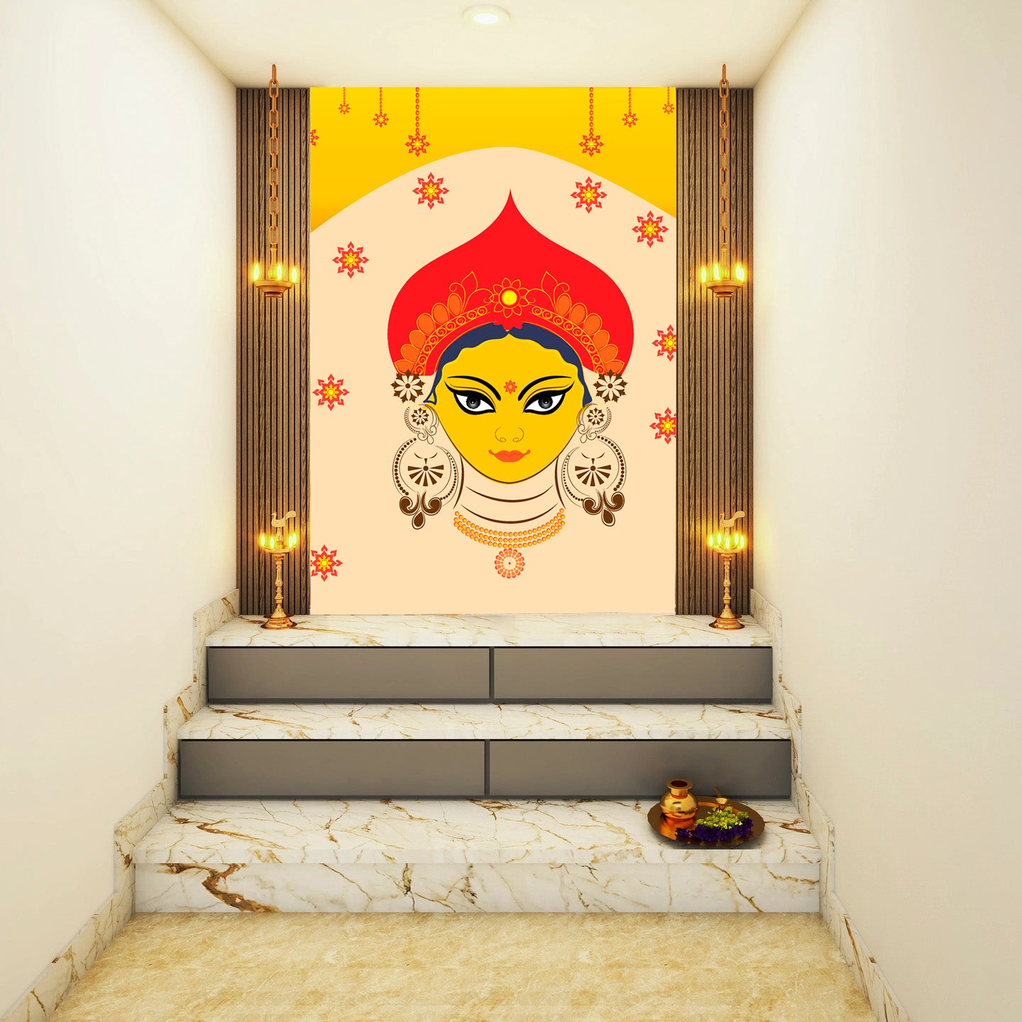 Beautiful Aesthetic Yellow Durga Wallpaper – Myindianthings