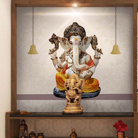 Ganesh Ji Pooja Room Wallpaper – Myindianthings
