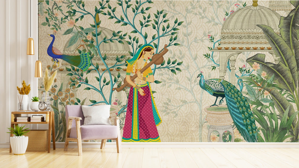 Indian Lady Peacock Wallpaper – Myindianthings