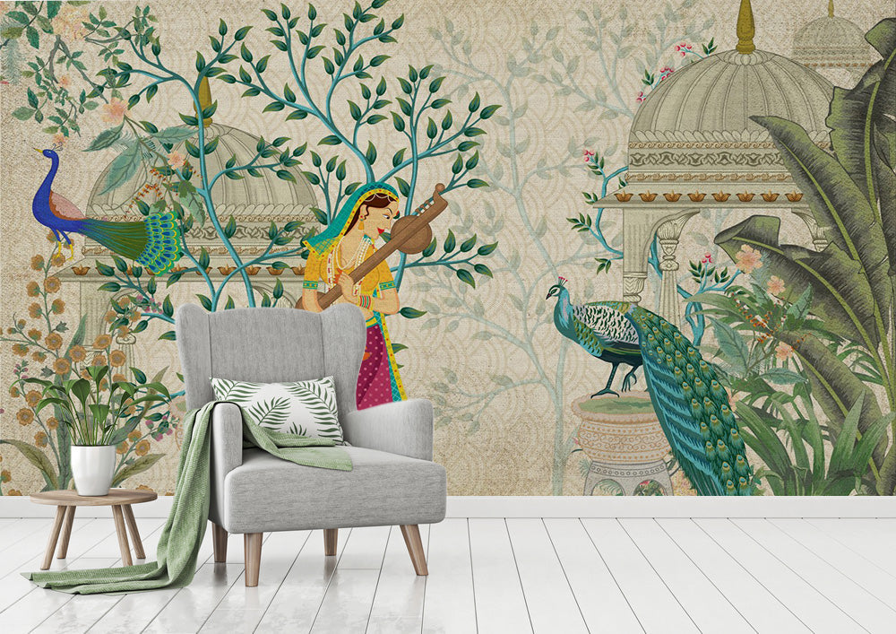 Indian Lady Peacock Wallpaper – Myindianthings