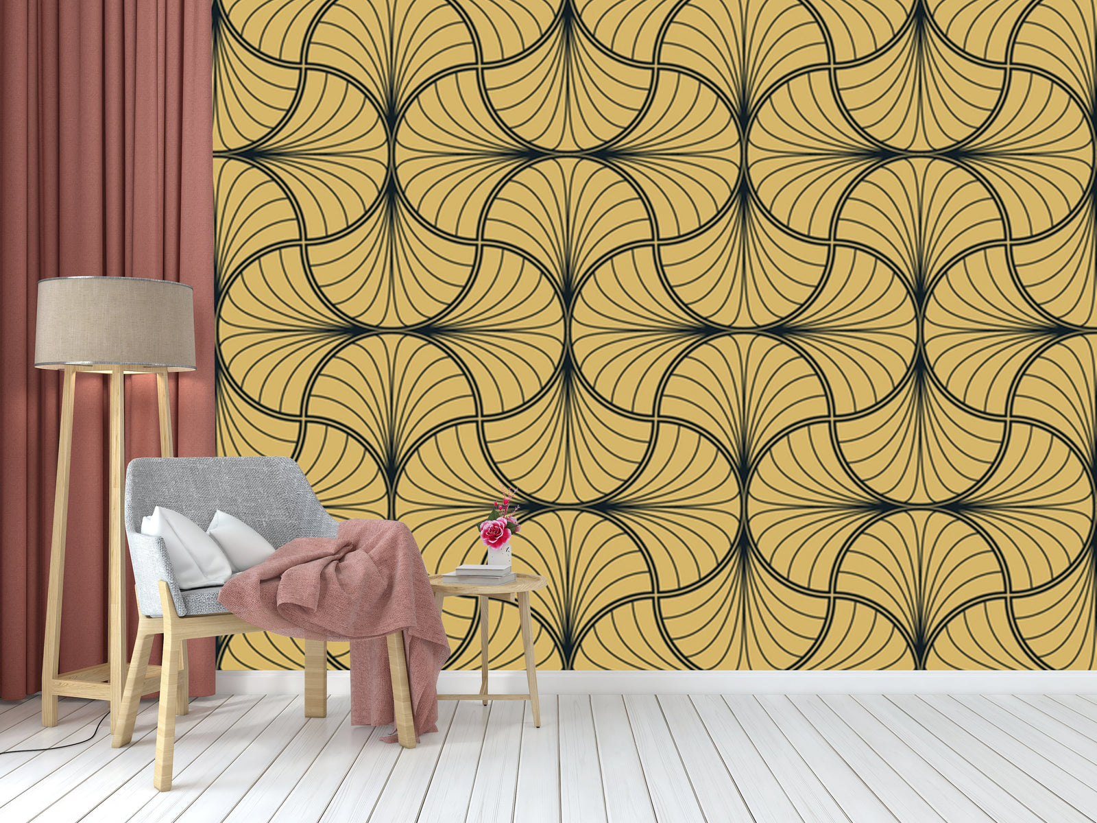 Yellow Black Illusion Pattern Wallpaper – Myindianthings