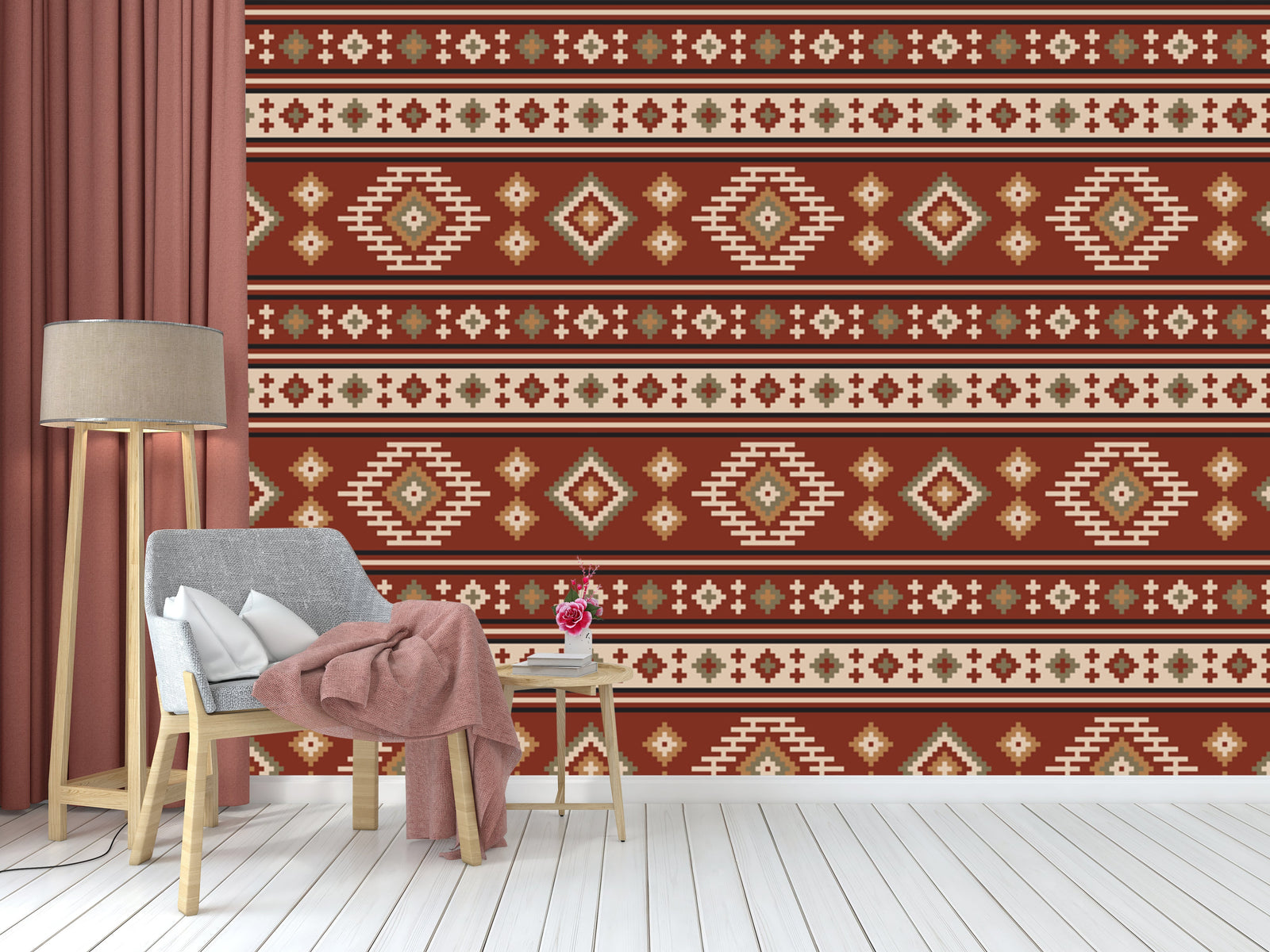 Geometrical Brown Horizontal Pattern Wallpaper – Myindianthings