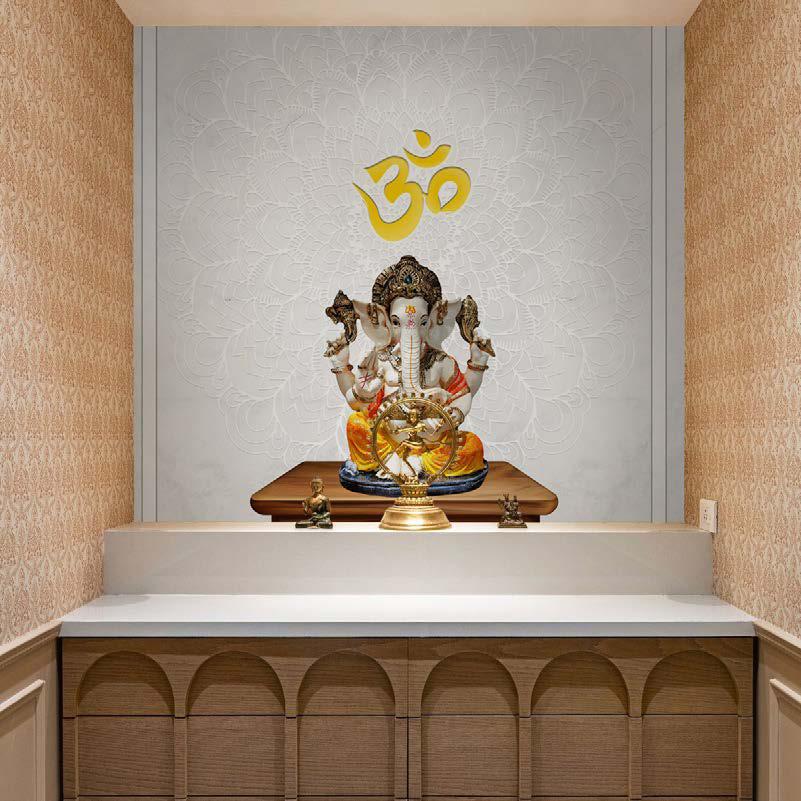 Om Ganesh Pooja Room Wallpaper – Myindianthings