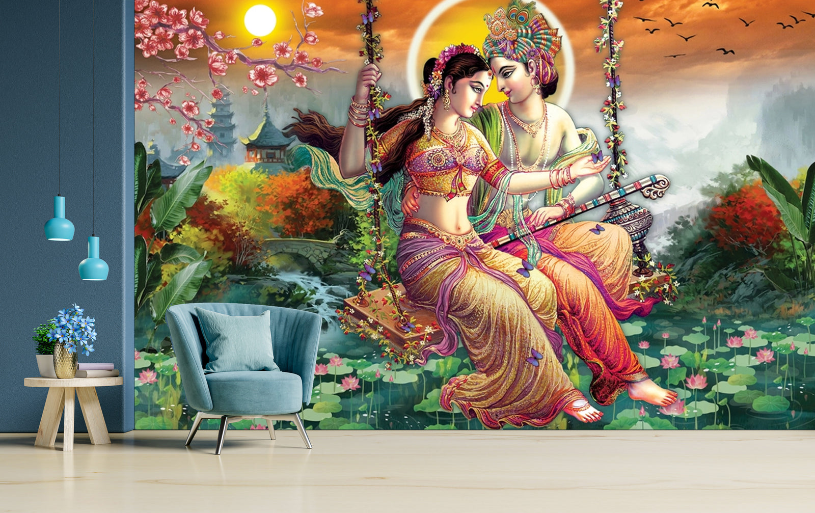 Radha Krishna Customised Wallpaper – Myindianthings