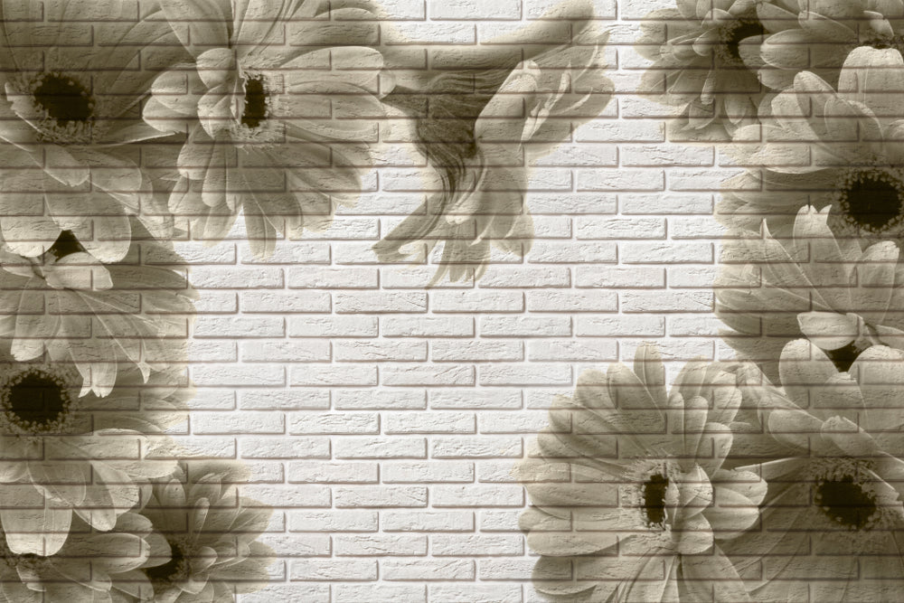 White Floral Brick Wallpaper – Myindianthings