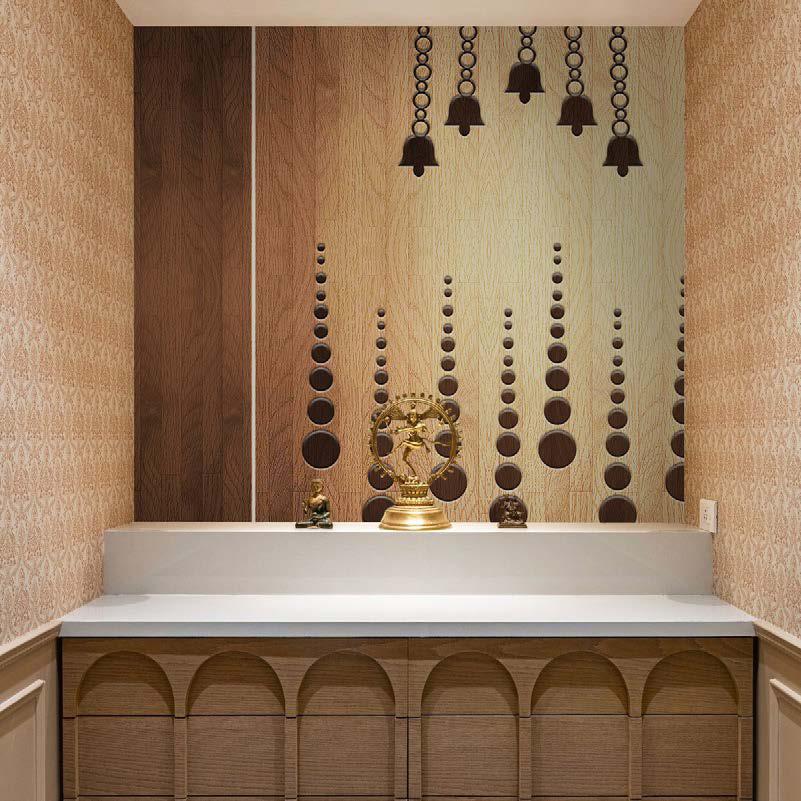 Wooden Design Pooja Room Wallpaper – Myindianthings