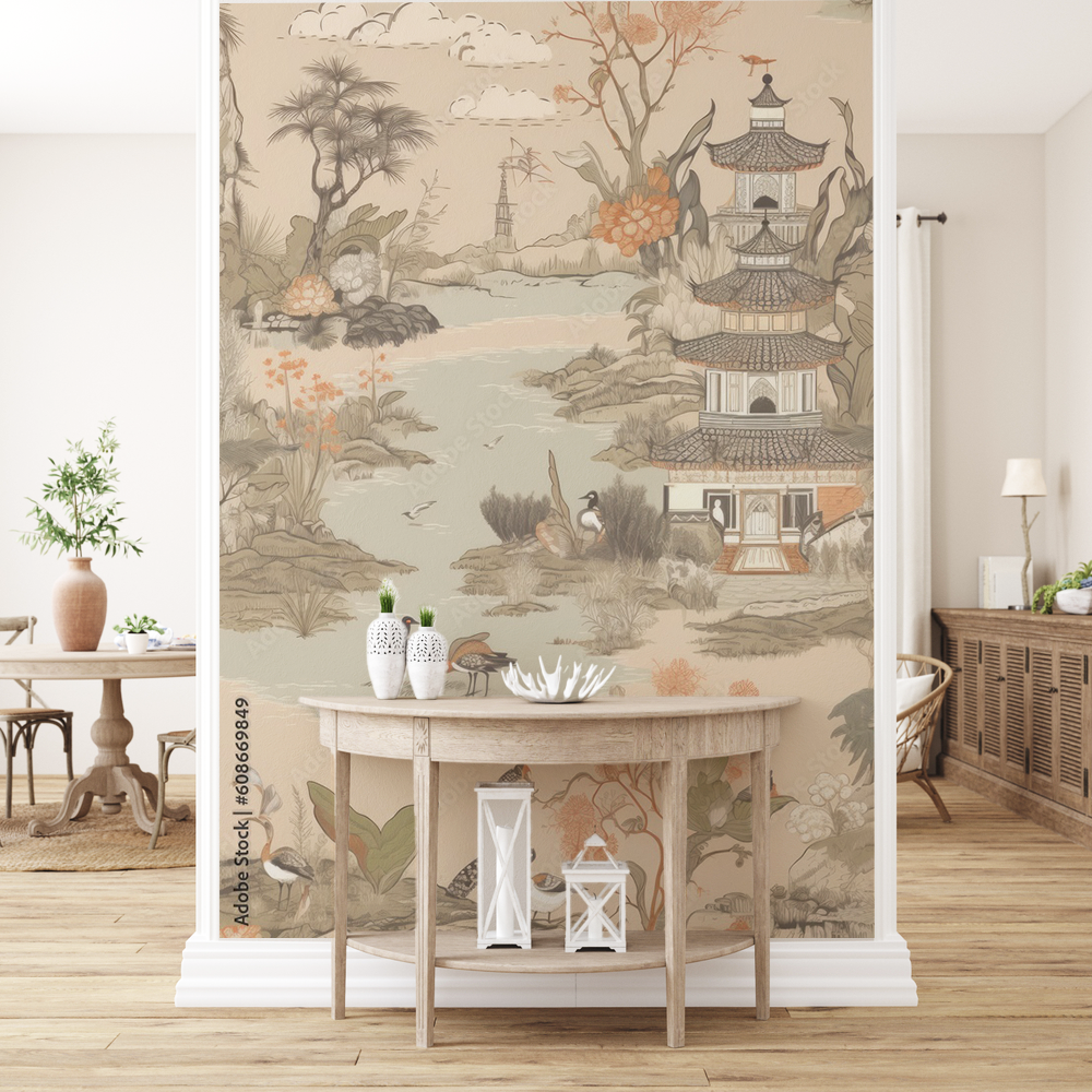 Asian Pattern Chinoiserie Wallpaper. – Myindianthings
