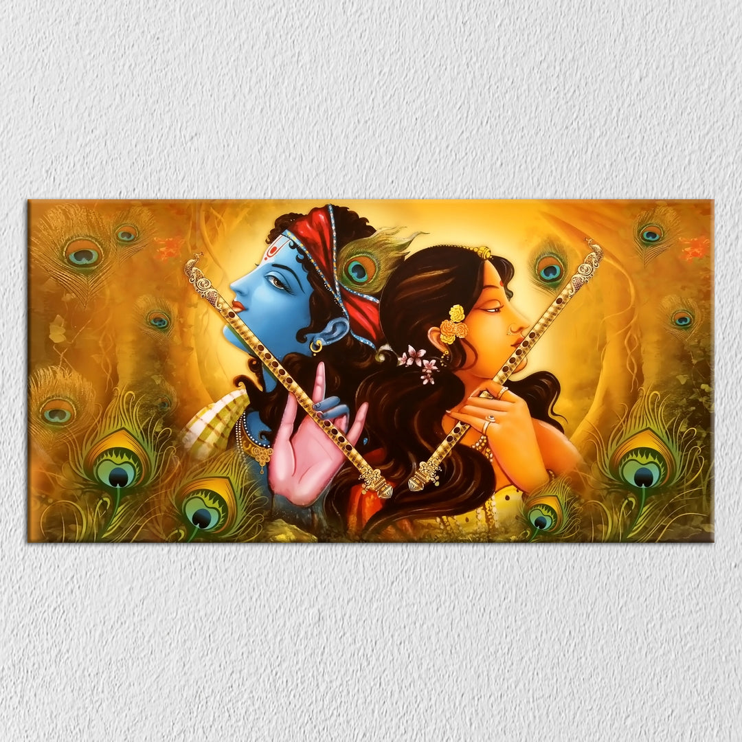 Yellow Radha Krishna Painting – Myindianthings
