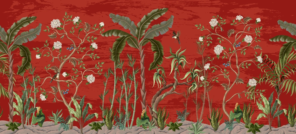 Luxury Red Chinoiserie Wallpaper – Myindianthings