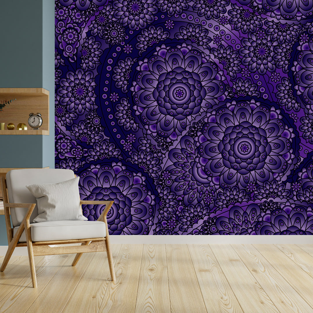 Blue Flower Rangoli Wallpaper – Myindianthings